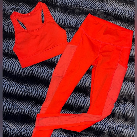 Fabletics | Pants & Jumpsuits | Fabletics Red Leggings And Sports Bra ...